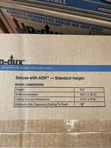 (5) UP DUX CEILING TO ATTIC EXHAUST VENTS IN BOXES - Earl's Auction Company