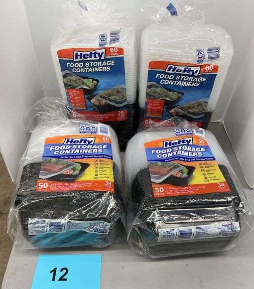 (4) PACKS OF HEFTY FOOD STORAGE CONTAINERS - Earl's Auction Company