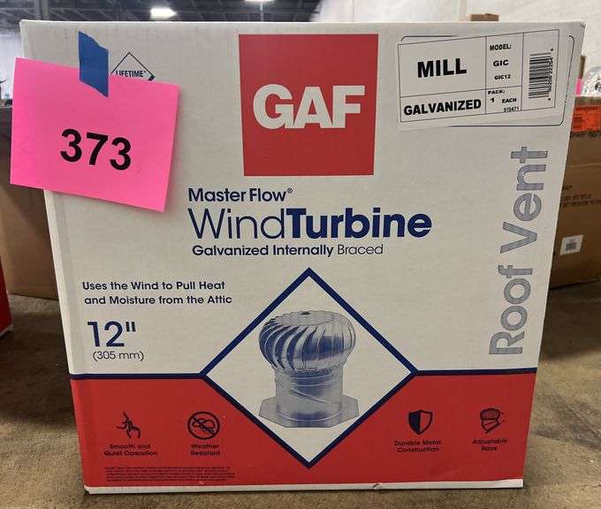 GAF MASTER FLOW 12" WIND TURBINE IN BOX - Earl's Auction Company