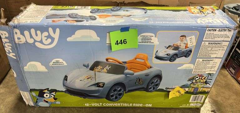 BLUEY 12V CONVERTIBLE RIDE ON IN BOX - Earl's Auction Company