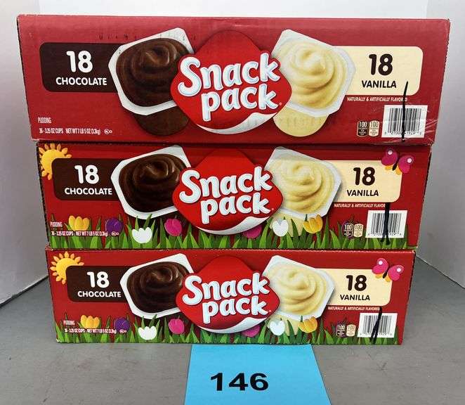 (3) BOXES OF SNACK PACK PUDDING - Earl's Auction Company