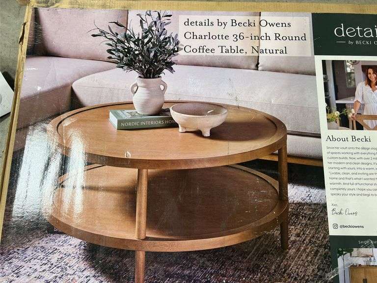 BECKI OWENS CHARLOTTE 36" ROUND COFFEE TABLE IN BOX - NATURAL - Earl's ...