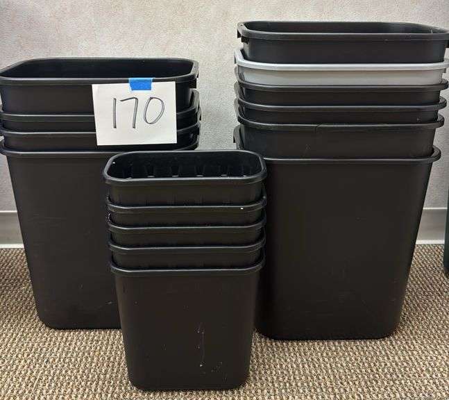 (15) ASSORTED TRASH BINS - Earl's Auction Company