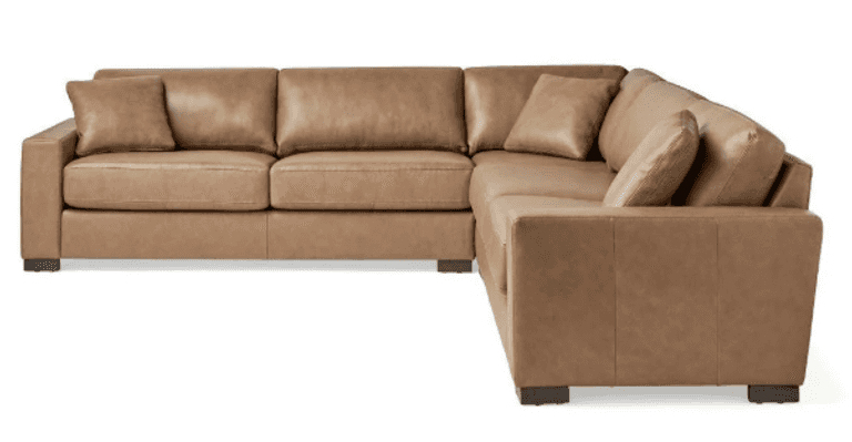 HARRISON LEATHER SECTIONAL SOFA IN BOXES - MUSHROOM - Earl's Auction ...