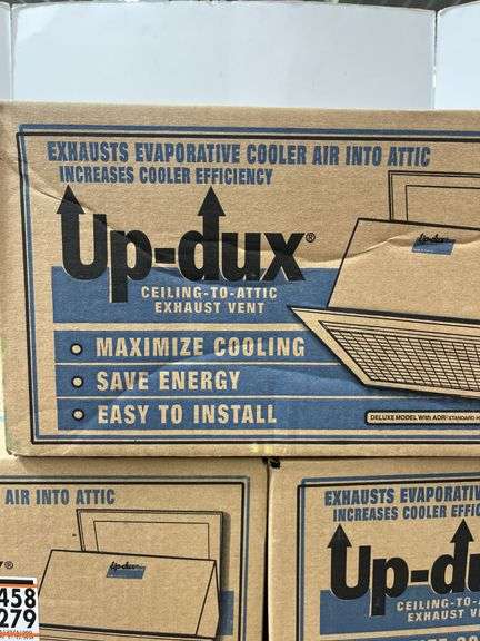 (5) UP DUX CEILING TO ATTIC EXHAUST VENTS IN BOXES - Earl's Auction Company