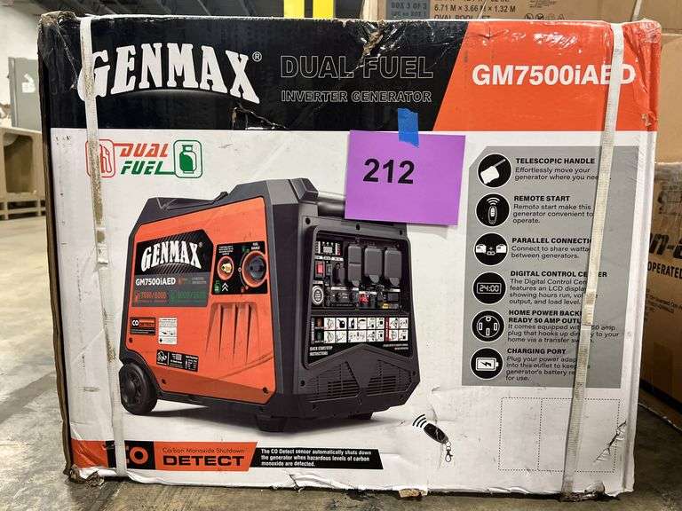 GENMAX DUAL FUEL INVERTER GENERATOR IN BOX - Earl's Auction Company