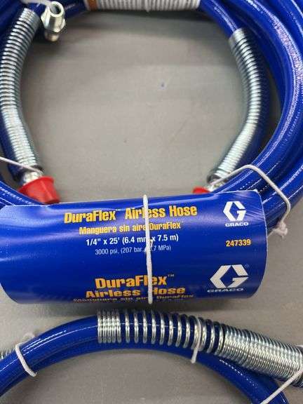 (2) DURAFLEX AIRLESS HOSES & GRACO HOSE CONNECTOR - Earl's Auction Company