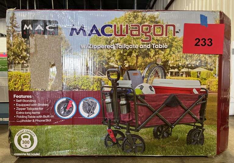 MACWAGON W/ ZIPPERED TAILGATE & TABLE IN BOX - RED - Earl's Auction Company