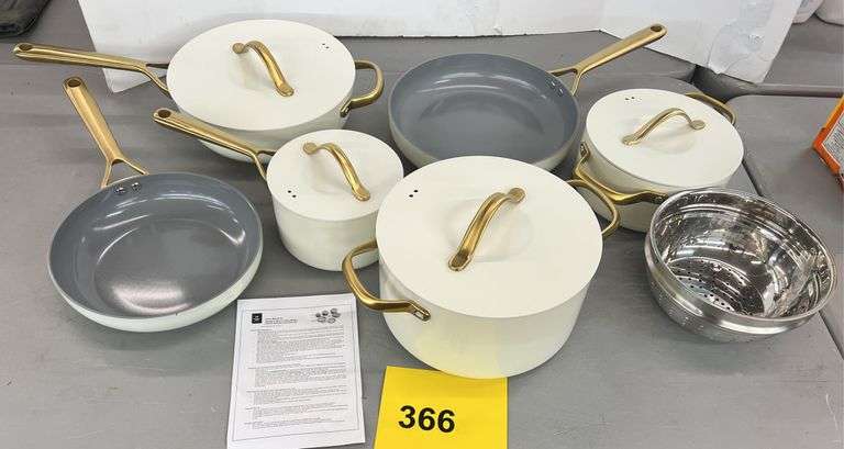 11PC CERAMIC COOKWARE SET - CREAM - Earl's Auction Company