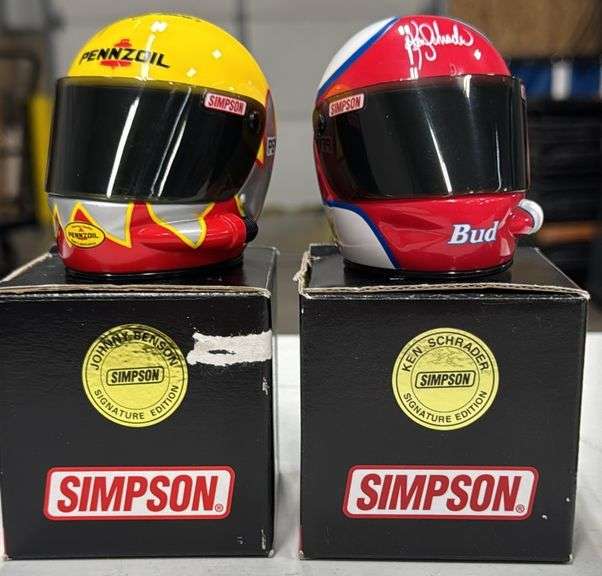(2) SIMPSON SIGNATURE EDITION MINI HELMETS - KEN SCHRADER & JOHNNY ...