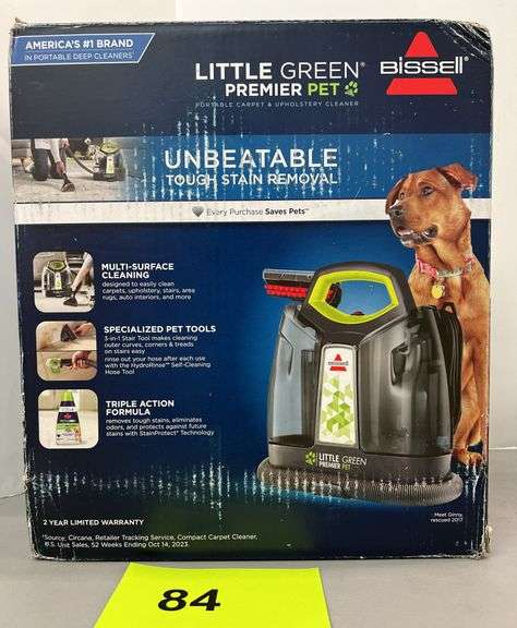 BISSELL LITTLE GREEN PREMIER PET CARPET CLEANER IN BOX - Earl's Auction ...