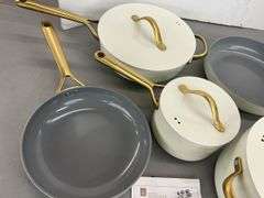 11PC CERAMIC COOKWARE SET - CREAM - Earl's Auction Company