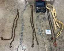 ASSORTED CHAINS & TOW STRAP - Earl's Auction Company