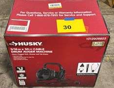 HUSKY 5/16" X 50FT CABLE DRUMER AUGER MACHINE IN BOX - Earl's Auction ...