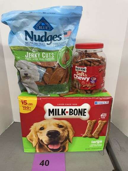 3PC DOG TREAT LOT - MILK BONE & NUDGES - Earl's Auction Company