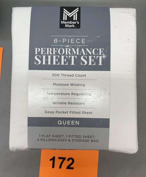 QUEEN 6PC PERFORMANCE SHEET SET - WHITE - Earl's Auction Company