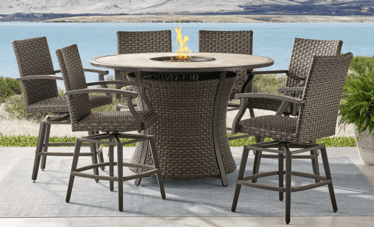 HIGHLAND 7PC COUNTER HEIGHT DINING SET W/ FIRE PIT IN BOXES - Earl's ...