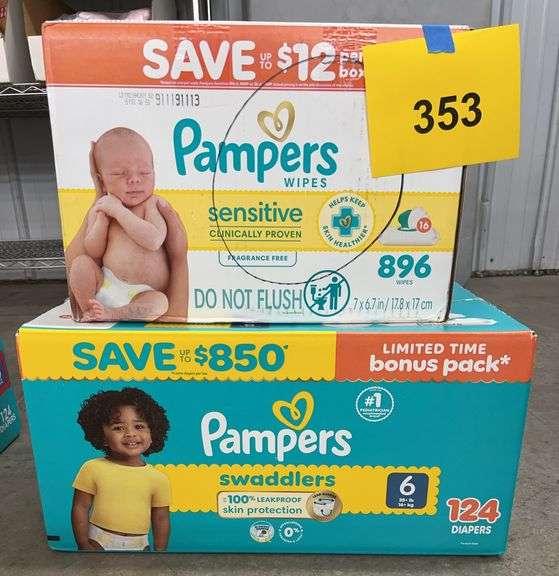 BOX OF PAMPERS BABY WIPES & (1) BOX OF DIAPERS - SIZE 6 - Earl's ...