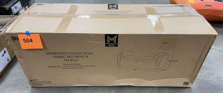 HARRISON FABRIC BED BENCH IN BOX - TRUFFLE - Earl's Auction Company