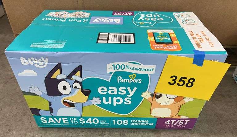 BOX OF PAMPERS EASY UPS DIAPERS - SIZE 4T/5T - Earl's Auction Company
