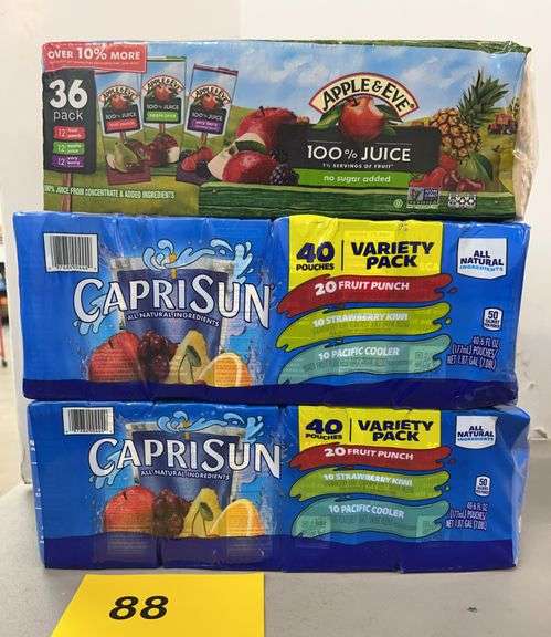 (3) PACKS OF JUICE - APPLE & EVE, CAPRI SUN - Earl's Auction Company