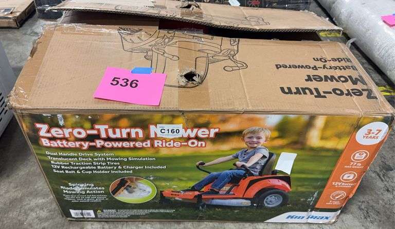 KIDS ZERO TURN BATTERY POWERED RIDE ON IN BOX - Earl's Auction Company