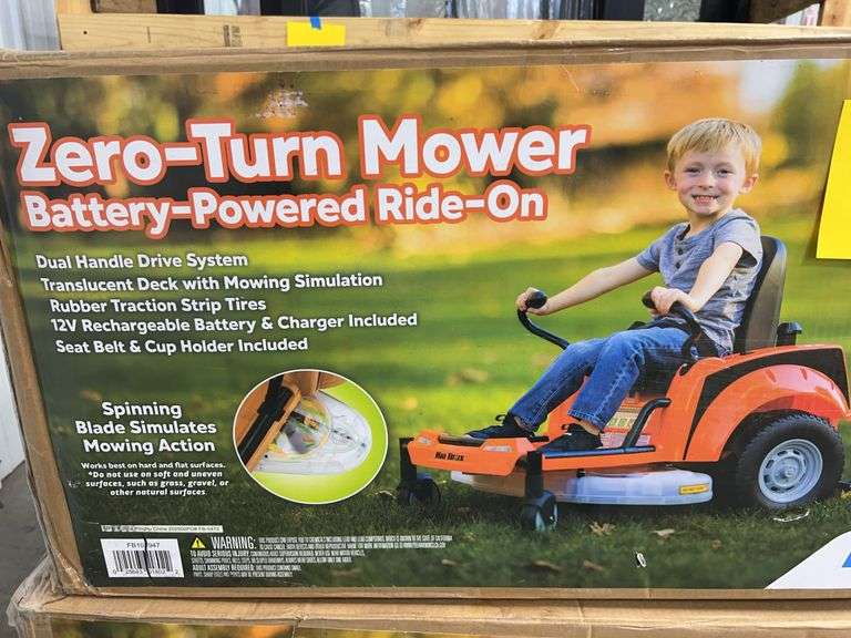 AS IS - (2) KID TRAX ZERO TURN MOWER RIDE ONS IN BOXES - Earl's Auction ...