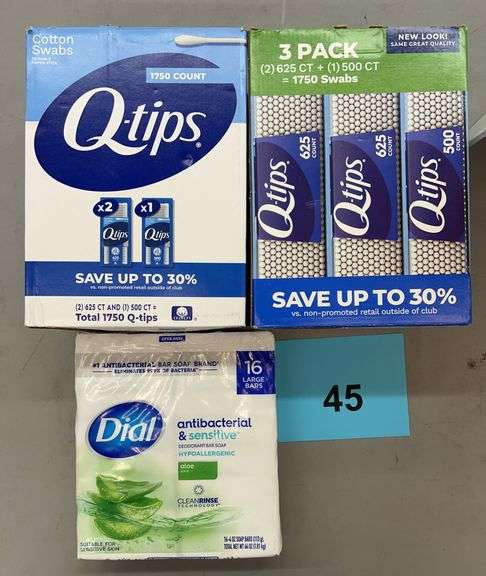 3PC HYGIENE LOT - Q TIPS & DIAL SOAP - Earl's Auction Company