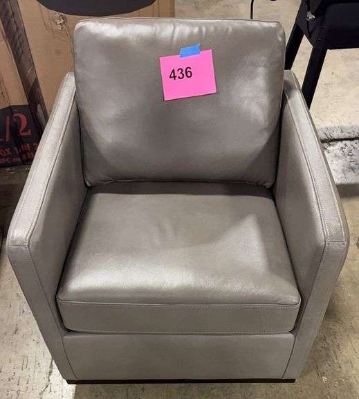 COLE & RYE FARMHOUSE LEATHER SWIVEL ACCENT CHAIR - GREY - Earl's ...