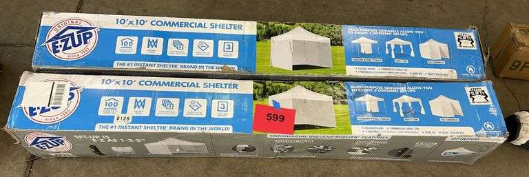 AS IS - (2) EZ UP 10FTx10FT COMMERCIAL SHELTERS IN BOXES - Earl's ...