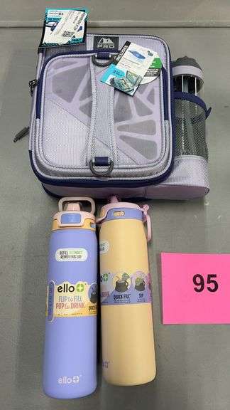 3PC LUNCH LOT - LUNCH SET & WATER BOTTLES - Earl's Auction Company