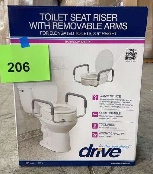 DRIVE TOILET SEAT RISER W/ REMOVABLE ARMS IN BOX - Earl's Auction Company
