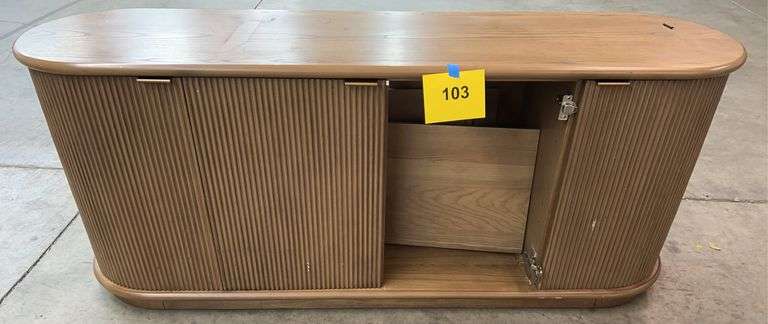 AS IS - CALLEN WOOD CONSOLE - BROWN - Earl's Auction Company