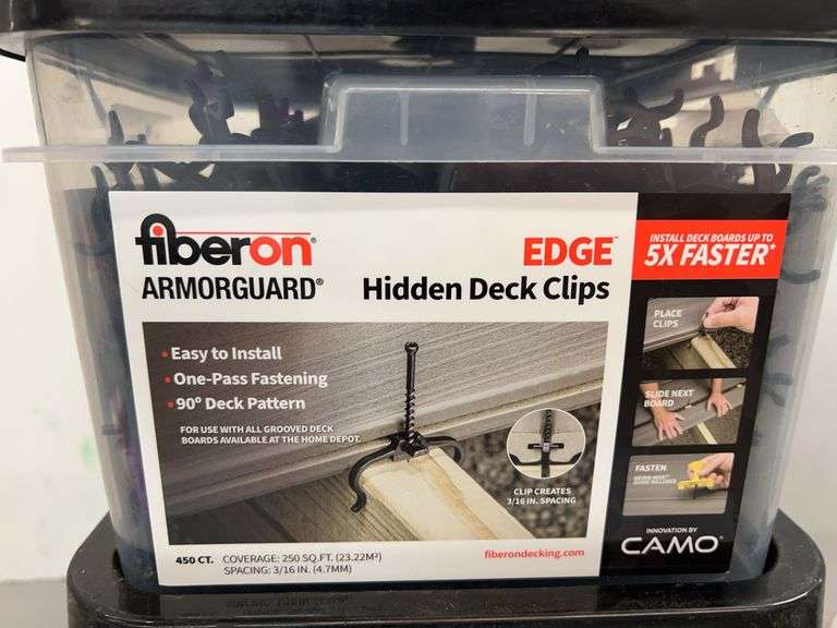 (2) BUCKETS OF FIBERON EDGE HIDDEN DECK CLIPS - Earl's Auction Company