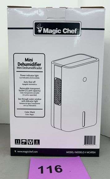 MAGIC CHEF MINI DEHUMIDIFIER IN BOX - Earl's Auction Company