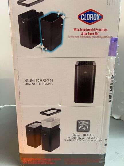 CLOROX STAINLESS STEEL SLIM WASTE BIN IN BOX - Earl's Auction Company
