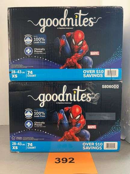 (2) BOXES OF KIDS GOODNITES UNDERWEAR - SIZE XS - Earl's Auction Company