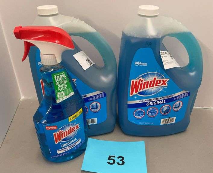 (2) JUGS OF WINDEX & (1) SPRAY BOTTLE - Earl's Auction Company
