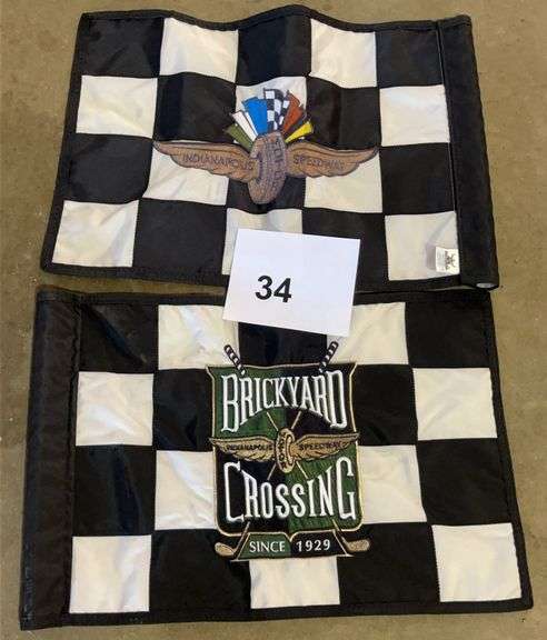 (2) IMS/ BRICKYARD CROSSING DOUBLE SIDED FLAGS - Earl's Auction Company