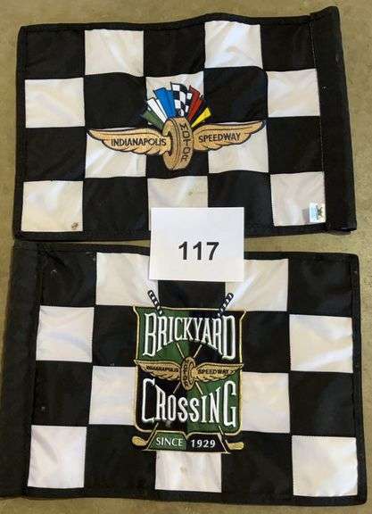 (2) IMS/ BRICKYARD CROSSING DOUBLE SIDED FLAGS - Earl's Auction Company