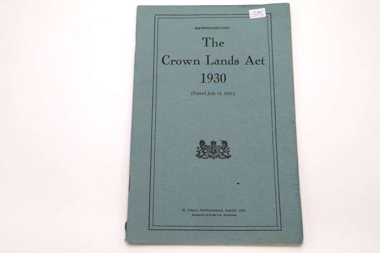 The Crown Lands Act, 1930 - East Coast Coins, Auctions and Collectables