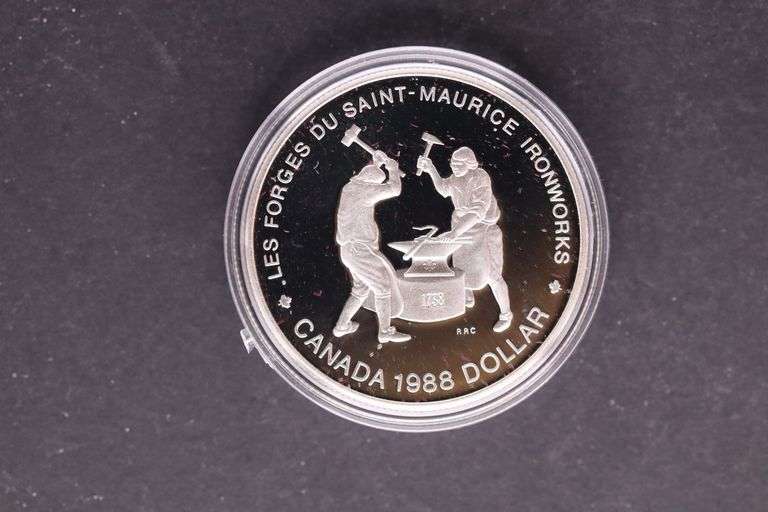 1988 Canadian $1 Saint-Maurice Ironworks Quebec 250th Anniv Proof ...