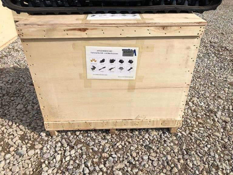 UNUSED CRATE OF TPM MINI EXCAVATOR ATTACHMENTS - EK Auctioneers LLC