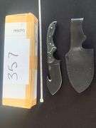 CUSTOM STAINLESS STEEL FIXED BLADE KNIFE WITH BLACK GROOVED HANDLE - EK ...