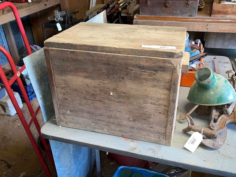 Wood Box with Cast Iron - Auction Services LTD