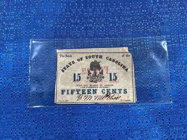The Bank of the State of South Carolina 15 Cent Bill - Auction Services LTD