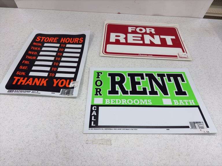 For Rent signs - Auction Services LTD