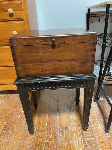 Wood box on stand - Auction Services LTD