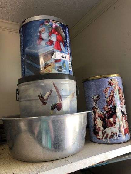 Large metal tins and bowl - Auction Services LTD