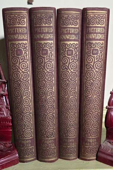 Pictured Knowledge Books and Ship Bookends - Auction Services LTD